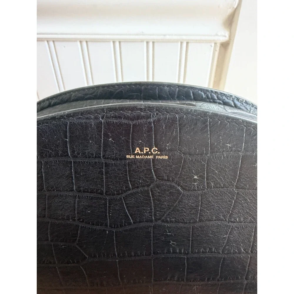 A.P.C. | Bags | Apc Demilune Bag Black Croc Embossed Leather Half Moon ...